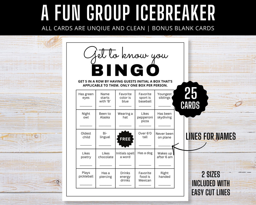 Get to Know You Bingo | Icebreaker Games | Icebreaker Bingo | Find the ...