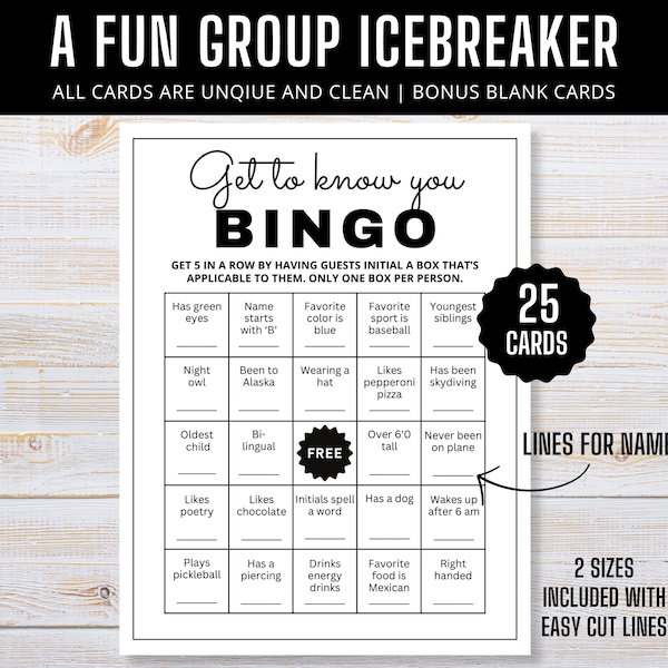 Get to Know You Bingo - Etsy
