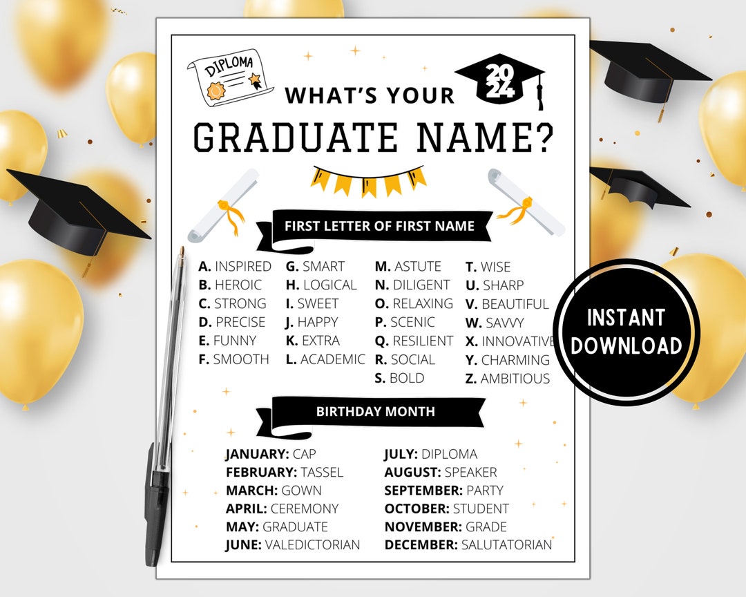 What's Your Graduate Name 2024 Graduation Games Graduation Games ...