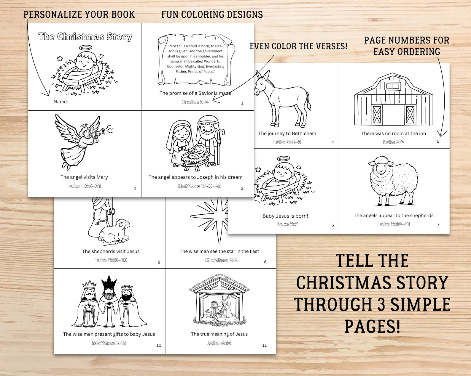 Nativity Story Mini Coloring Book: Christmas Bible Craft for Kids ...
