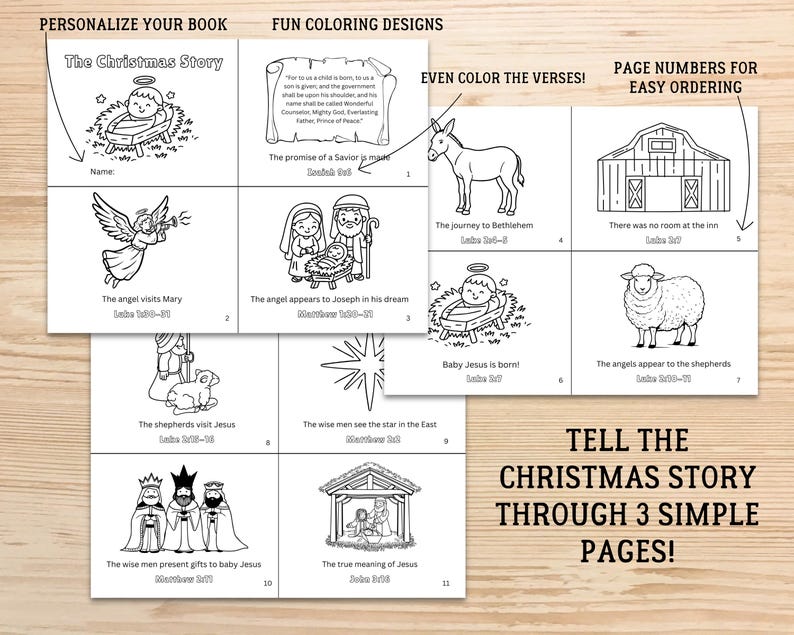 Nativity Story Mini Coloring Book: Christmas Bible Craft for Kids ...