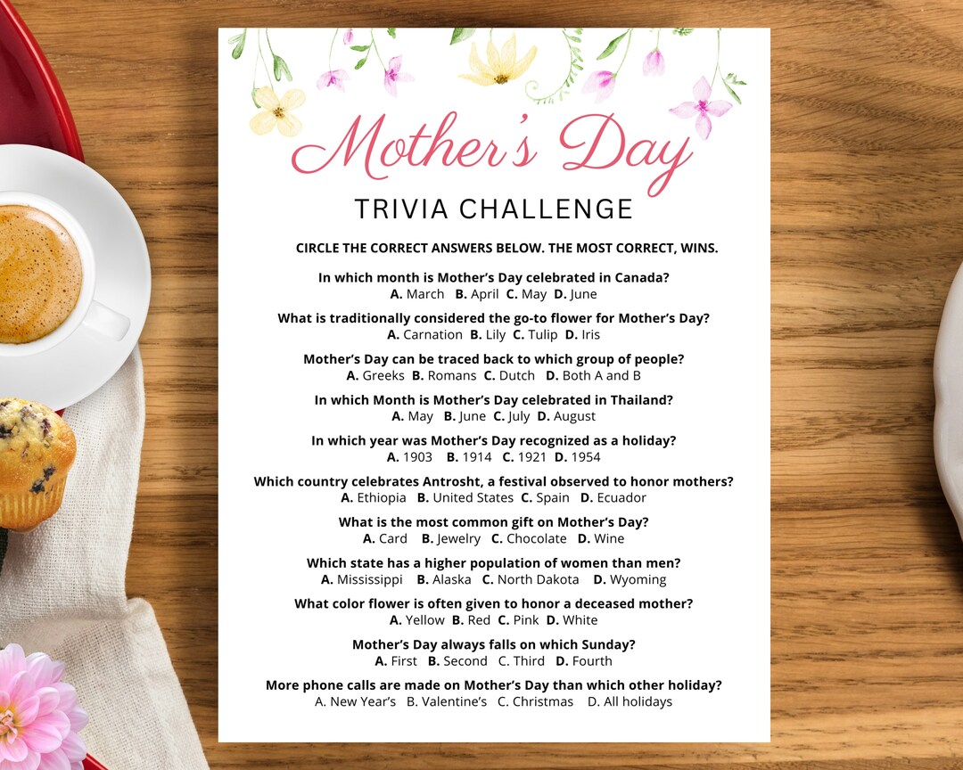 Mothers Day Trivia | Mother's Day Brunch Games | Mothers Day Games ...