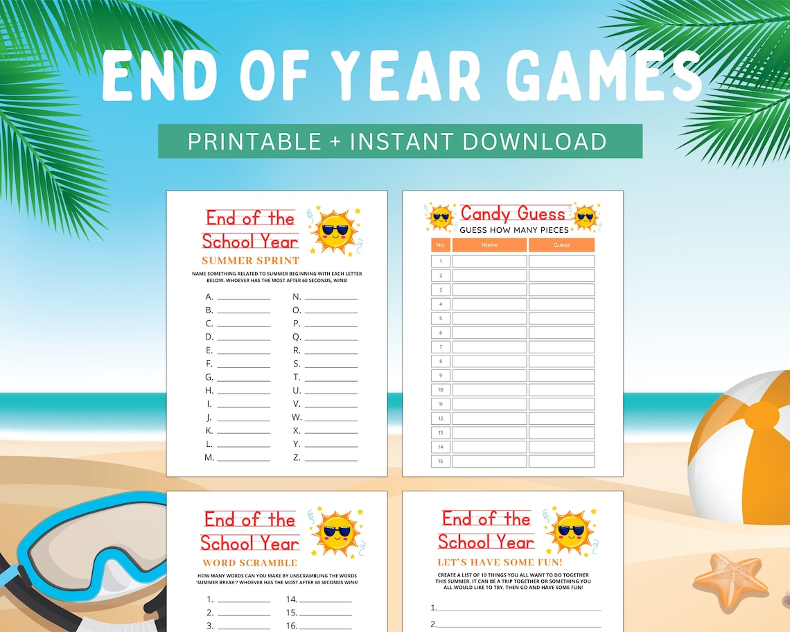 End of Year Party Games | Classroom Activity (digital Download) - Etsy