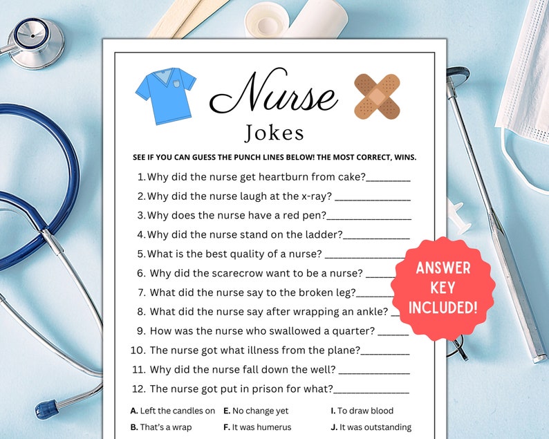 Funny Nurse Jokes Game: Nursing Party Activity (digital Download) - Etsy
