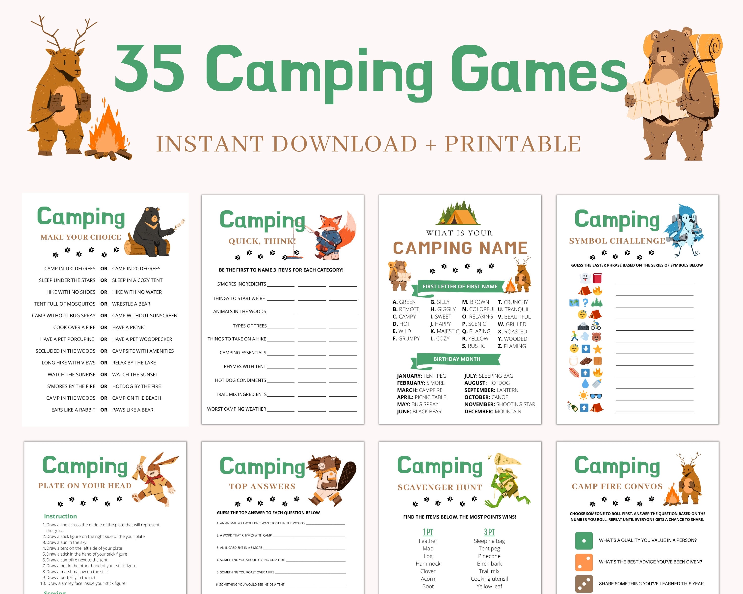 Printable Camping Games