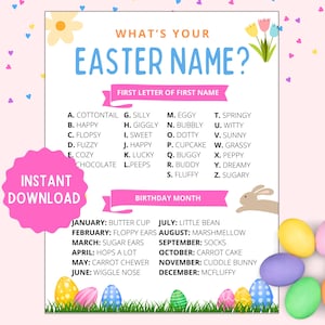 What's Your Easter Name Game | Fun Easter Party Activity (digital ...