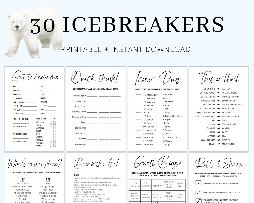 Icebreaker Games Ice Breaker Games Ice Breaker Questions - Etsy