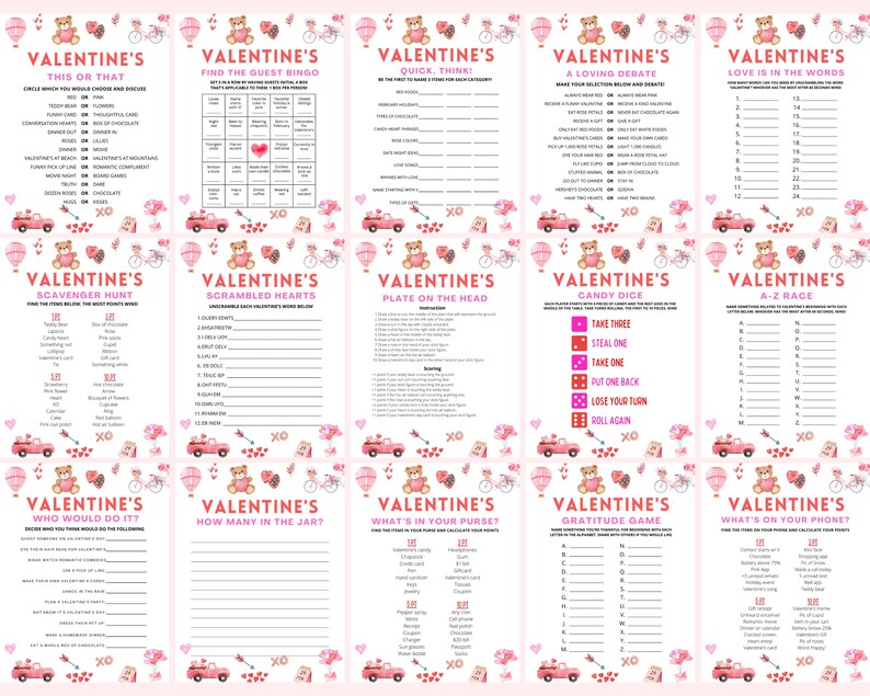 Valentine's Day Game Bundle | 40 Printable Games (instant Download) - Etsy
