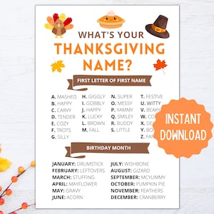 Whats Your Turkey Name Thanksgiving Game for Kids Thanksgiving Games ...