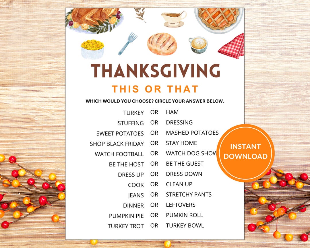 This or That Thanksgiving | Thanksgiving Games | Thanksgiving Games for ...