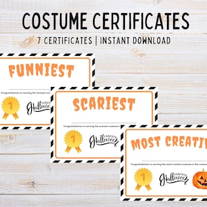 Costume Party Certificate | Costume Party Trophy | Halloween Costume ...