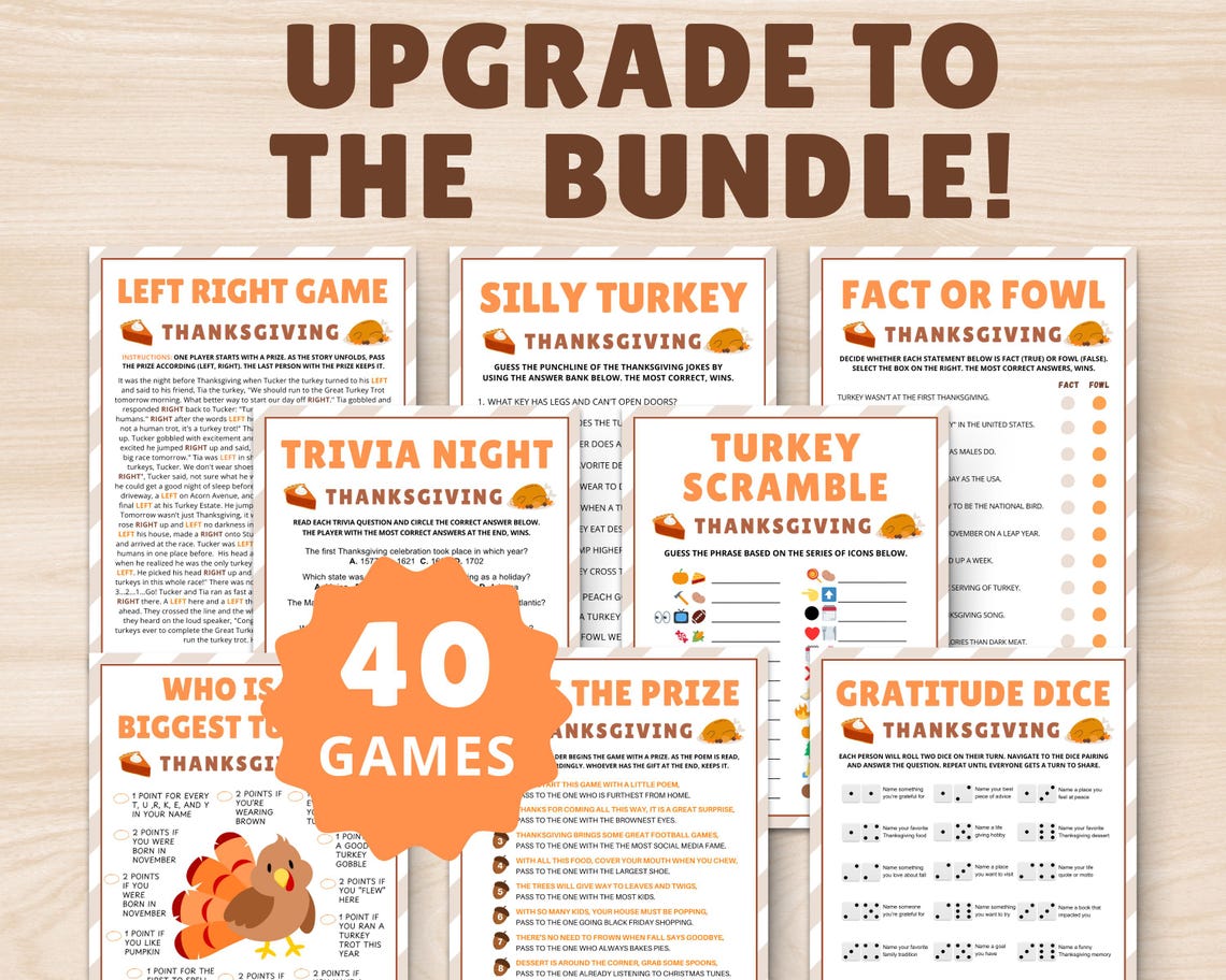 Thanksgiving Joke Game | Silly Turkey, Family Fun (digital Download) - Etsy