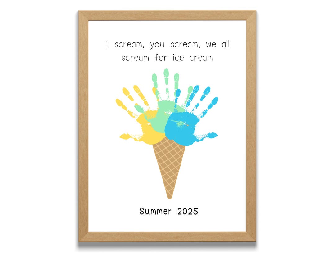 Ice Cream Handprint Art: Summer Craft for Kids (printable) - Etsy