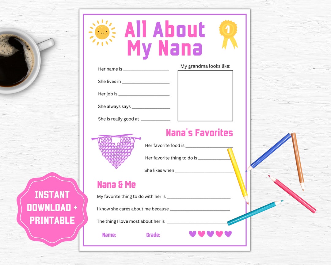 All About My Nana | Grandparents Day Activity | Grandparents Day Gift ...
