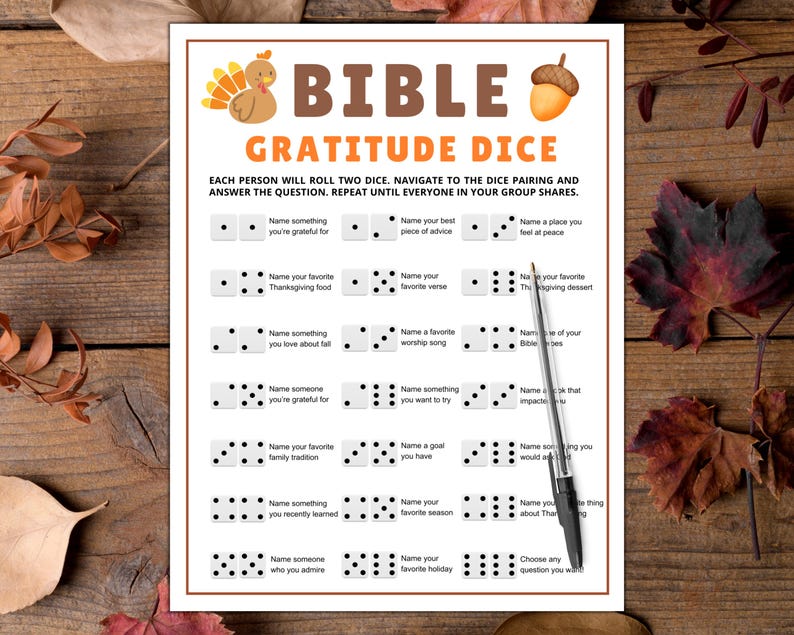 Thanksgiving Bible Game | Thanksgiving Bible Gratitude Dice | Bible ...