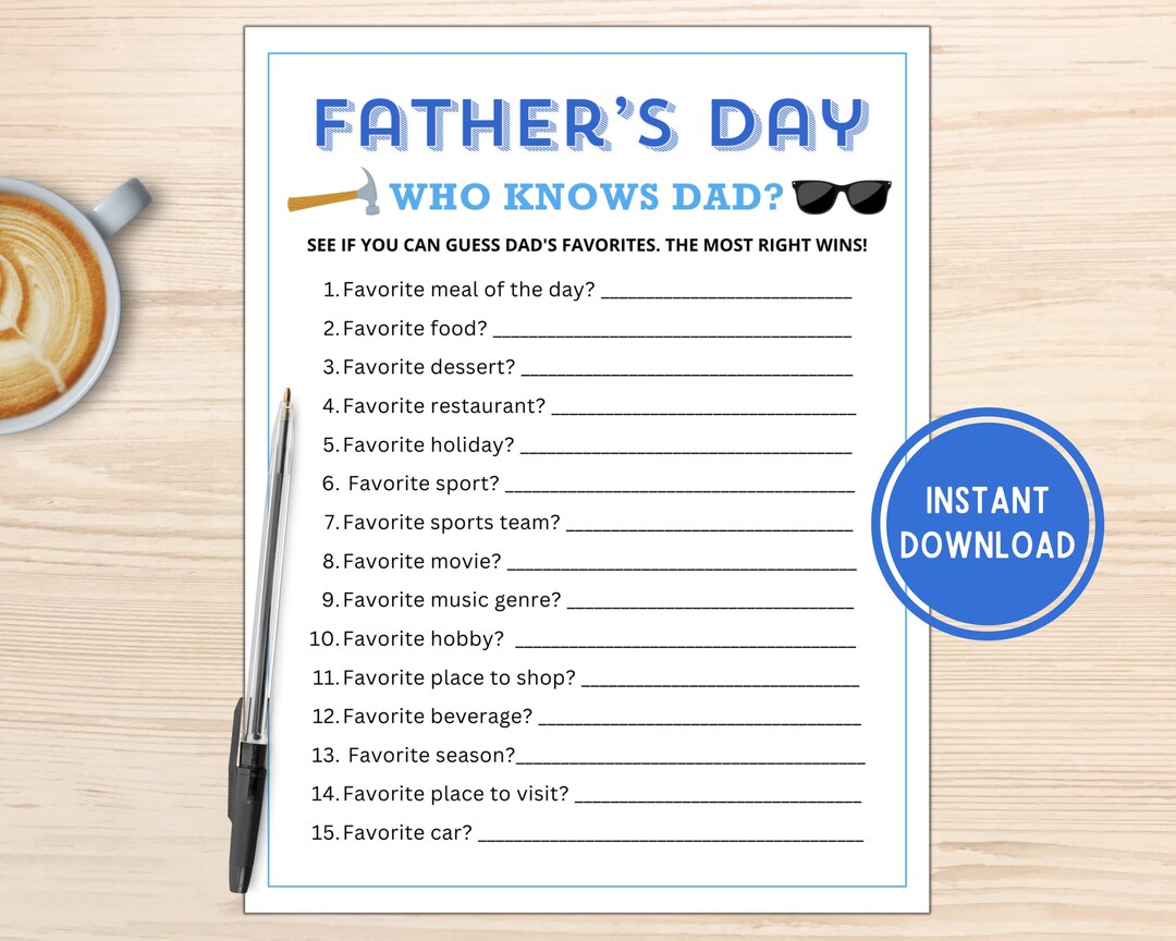 Who Knows Dad Game | Father's Day Game | Fathers Day Activity | Fun ...