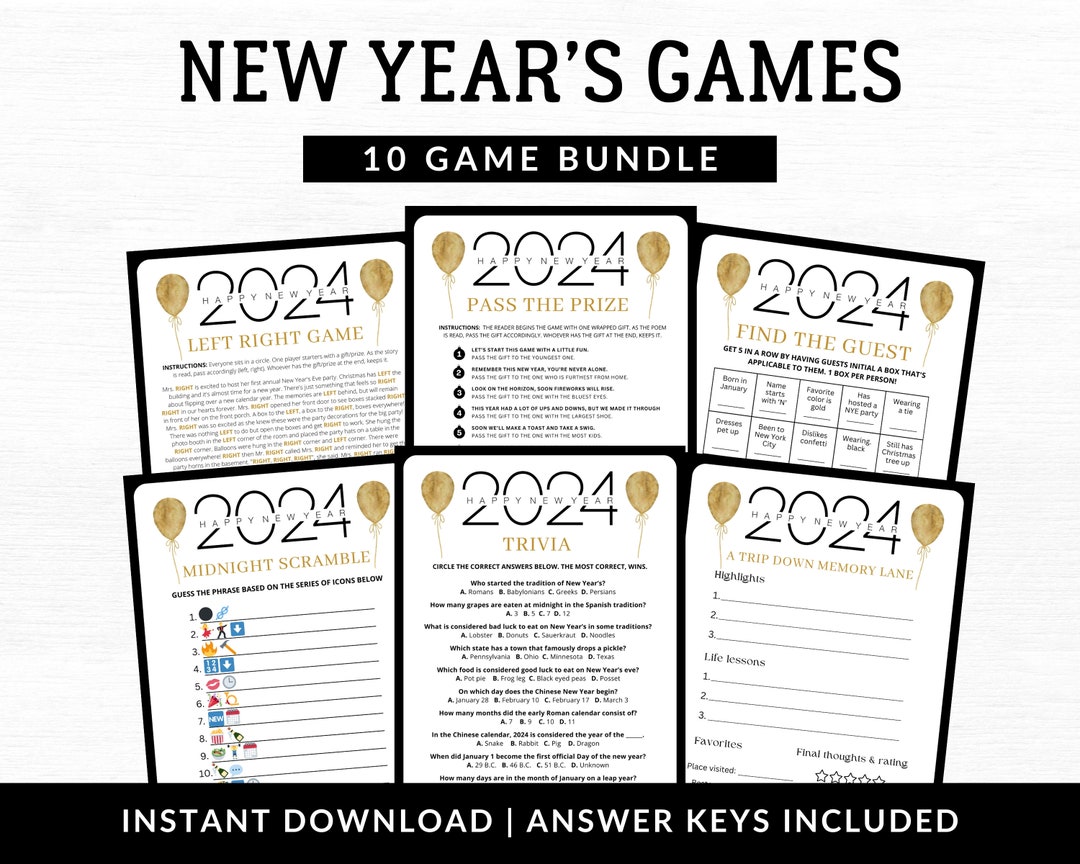 23-24 New Years Game Bundle New Years Eve Games New Years Party Games ...