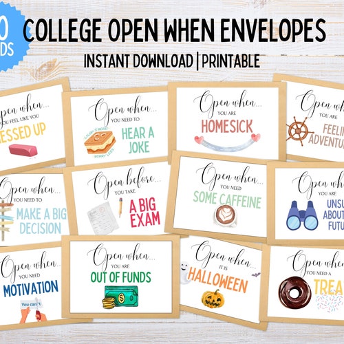 Open When Envelopes for College Students College Student Open - Etsy