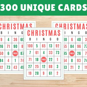 300 Christmas Bingo Cards: Holiday Party Game (digital Download) - Etsy