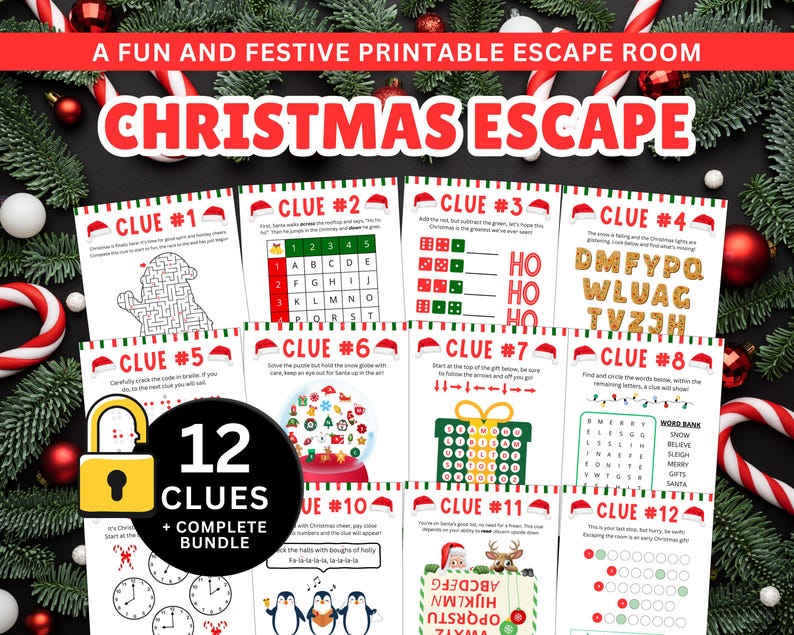 Christmas Escape Room Game: A Fun Christmas Party Game (printable) - Etsy