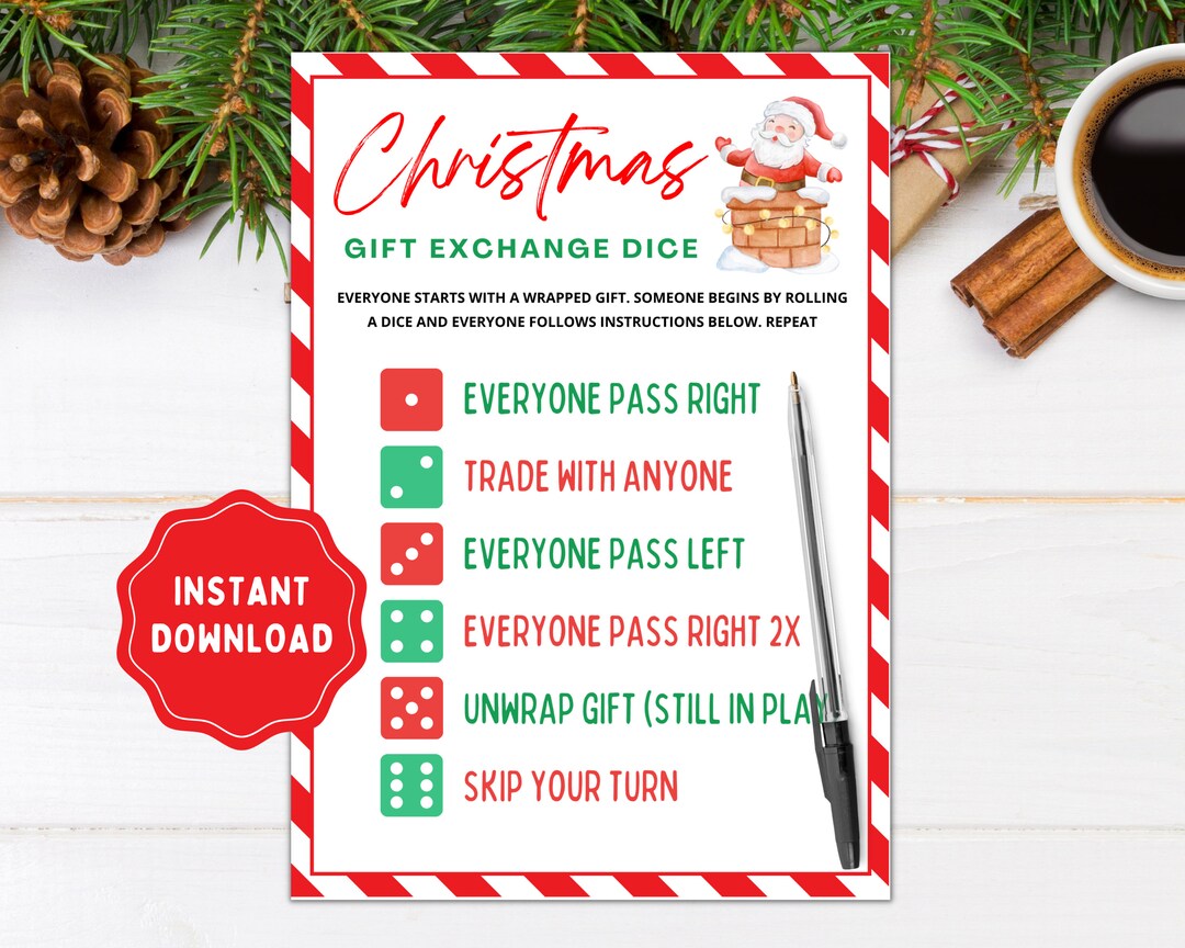 Gift Exchange Dice | Gift Exchange Game | Christmas Gift Game | Pass ...