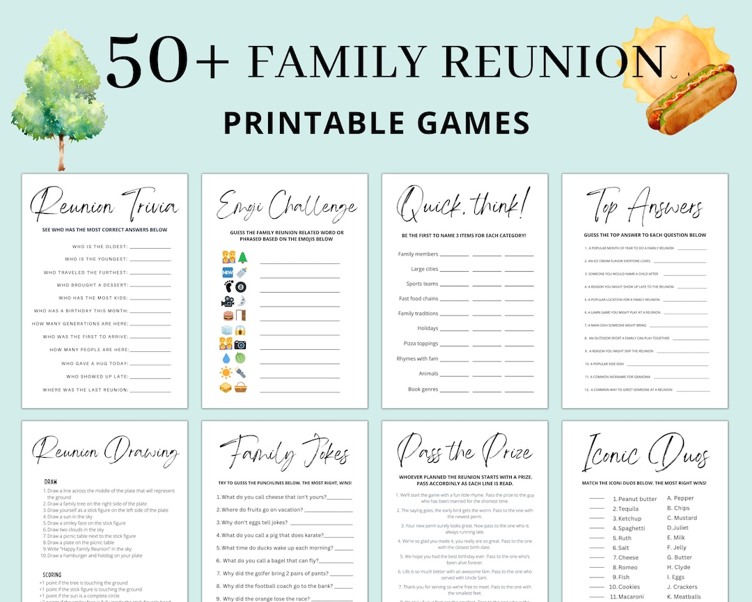 Family Reunion Game Bundle Family Reunion Games Family - Etsy