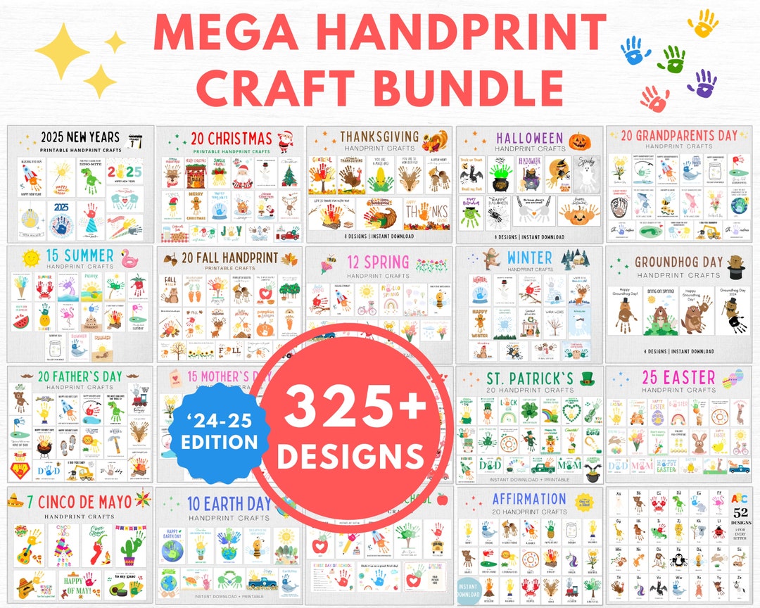 Mega Handprint Craft Bundle Handprint Craft Craft for Kids Toddler Pre ...