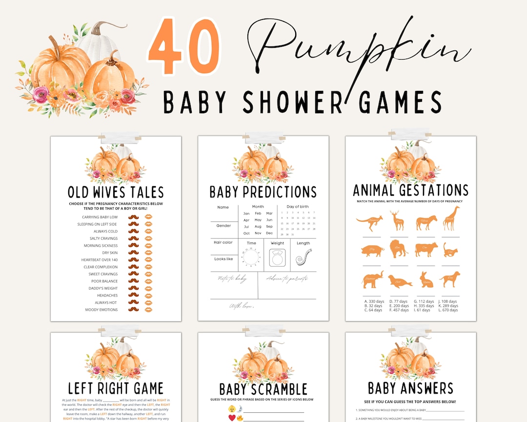 Pumpkin Baby Shower Games | Fall Baby Shower Games | Baby Shower Games ...