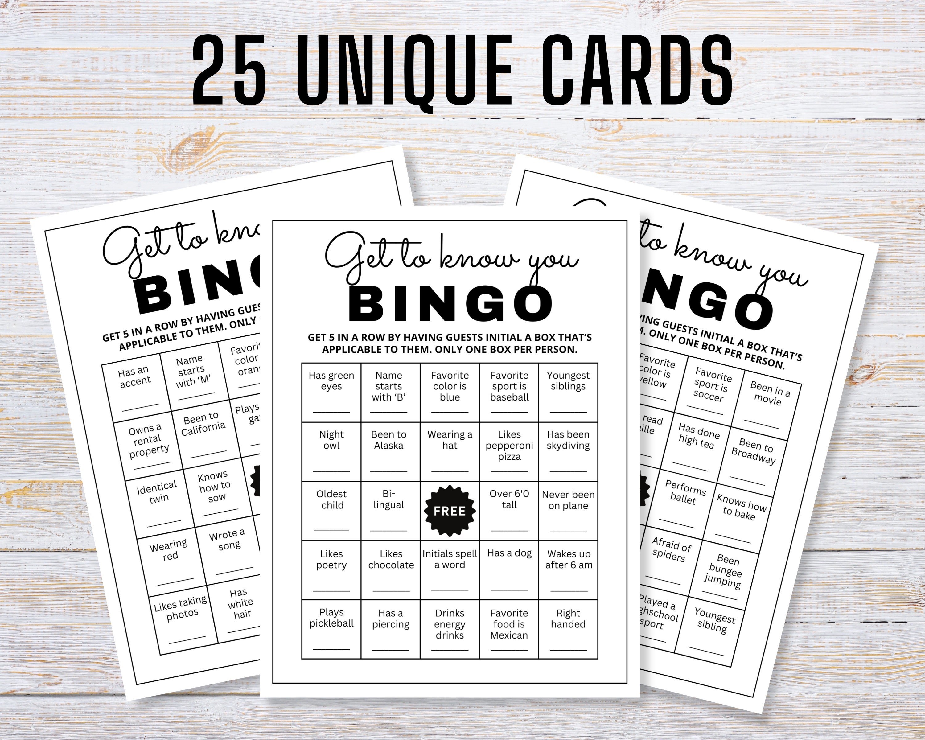 Get to Know You Bingo | Icebreaker Game, 25 Unique Cards (digital ...