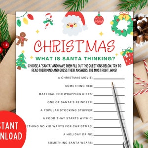 What is Santa Thinking Fun Christmas Game Christmas Party - Etsy