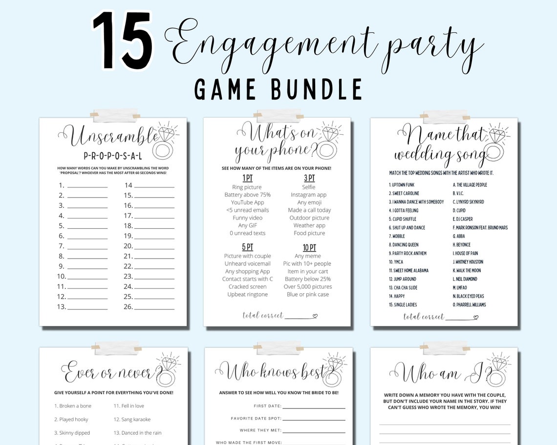 Engagement Party Games Bundle Engagement Party Games - Etsy