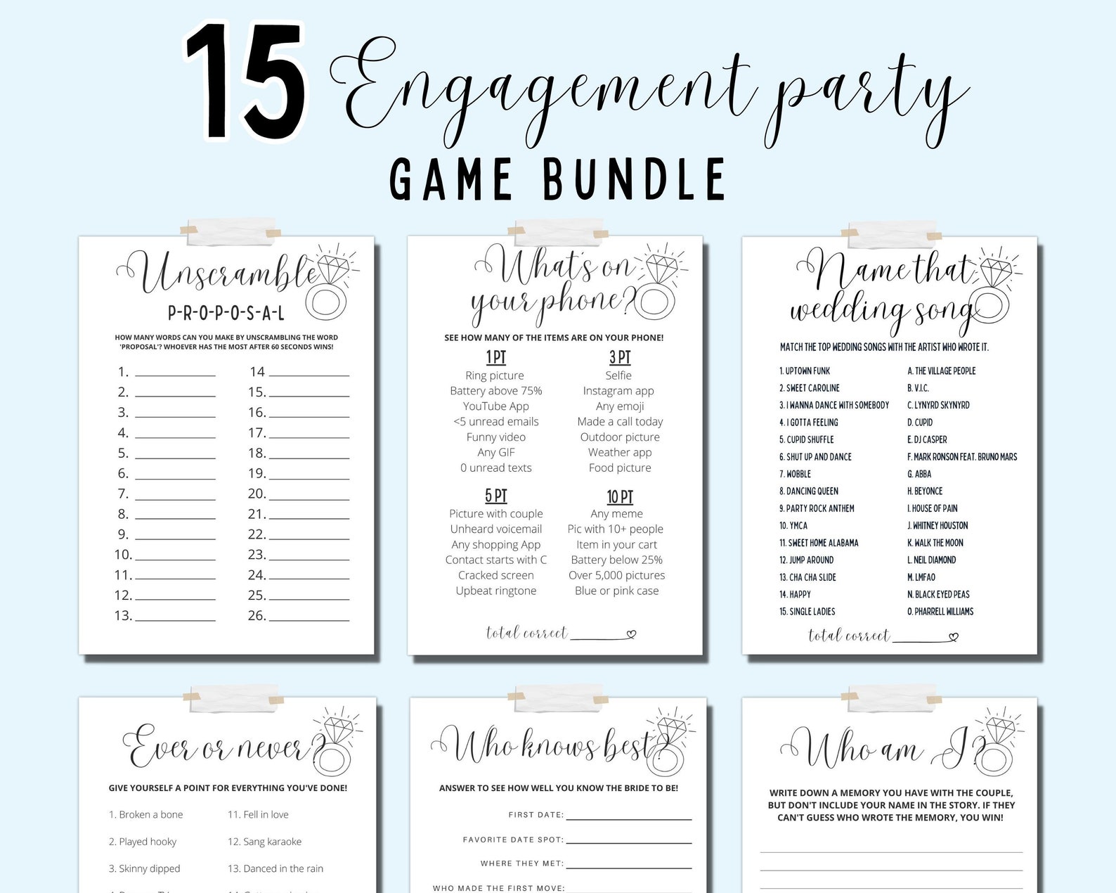 Engagement Party Games Bundle Engagement Party Games - Etsy