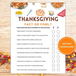 Fact or Fowl? | Thanksgiving Games | Thanksgiving Games Families Adults ...