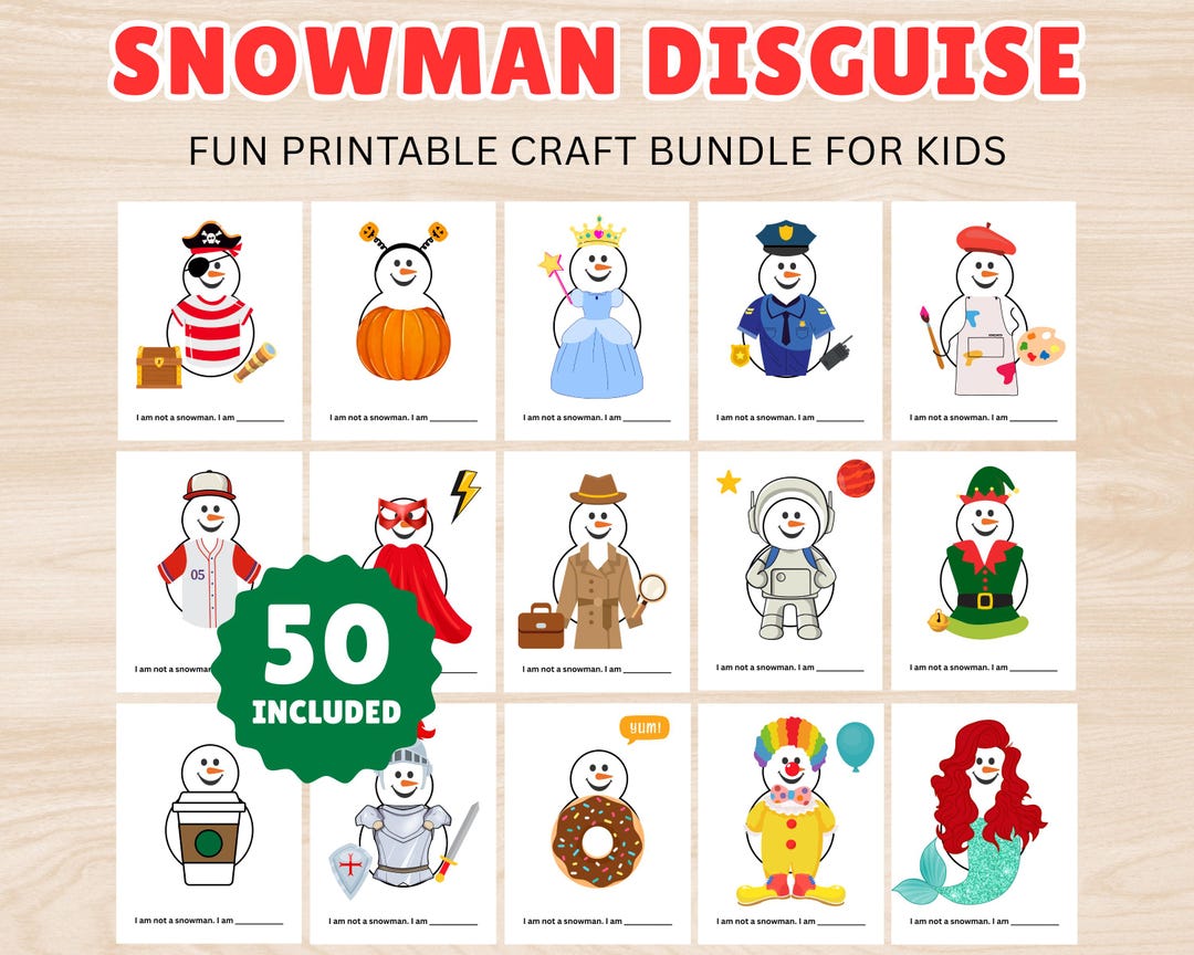 Snowman Disguise: 50 Christmas Snowman Crafts for Kids (printable) - Etsy