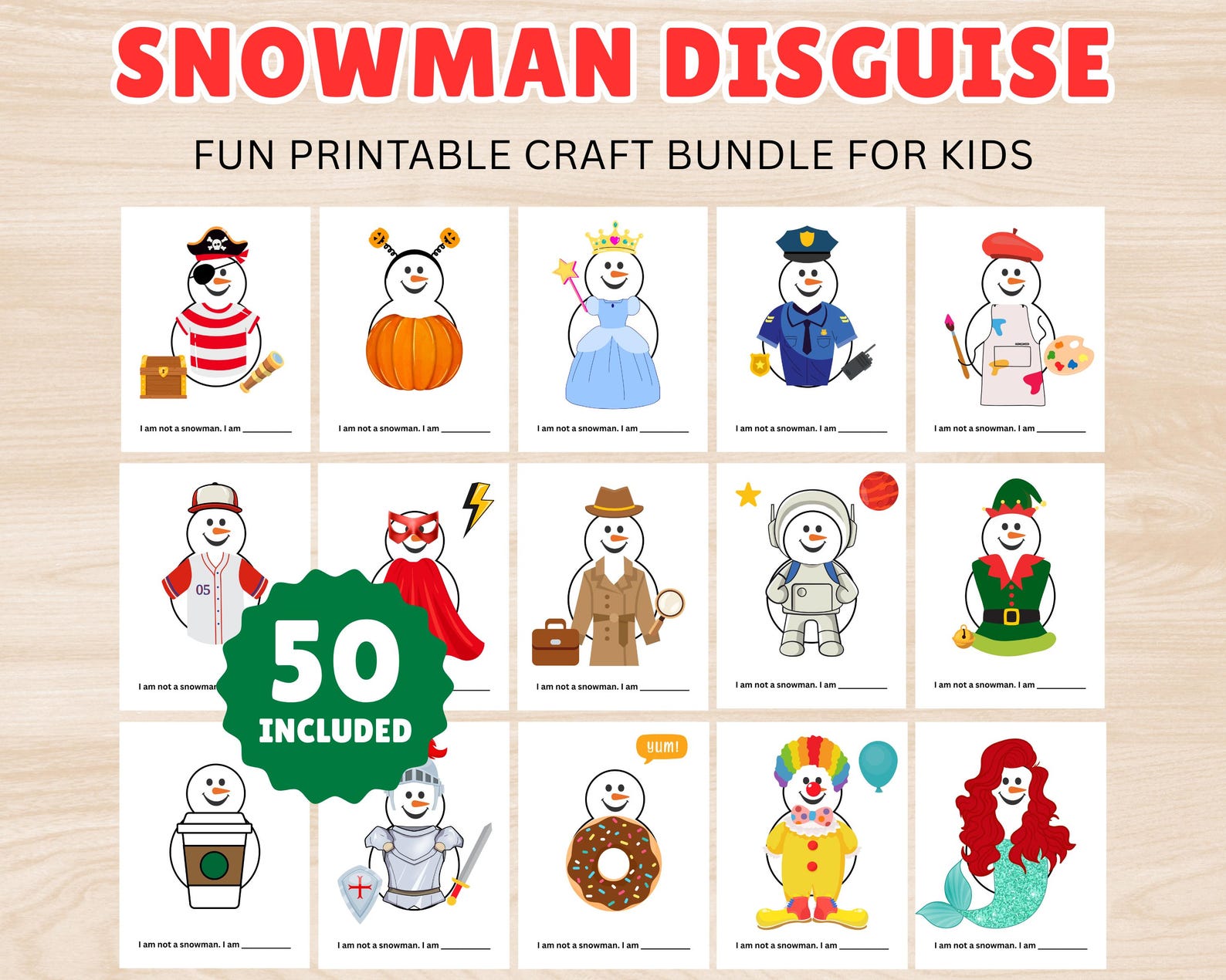 Snowman Disguise: 50 Christmas Snowman Crafts for Kids (printable) - Etsy