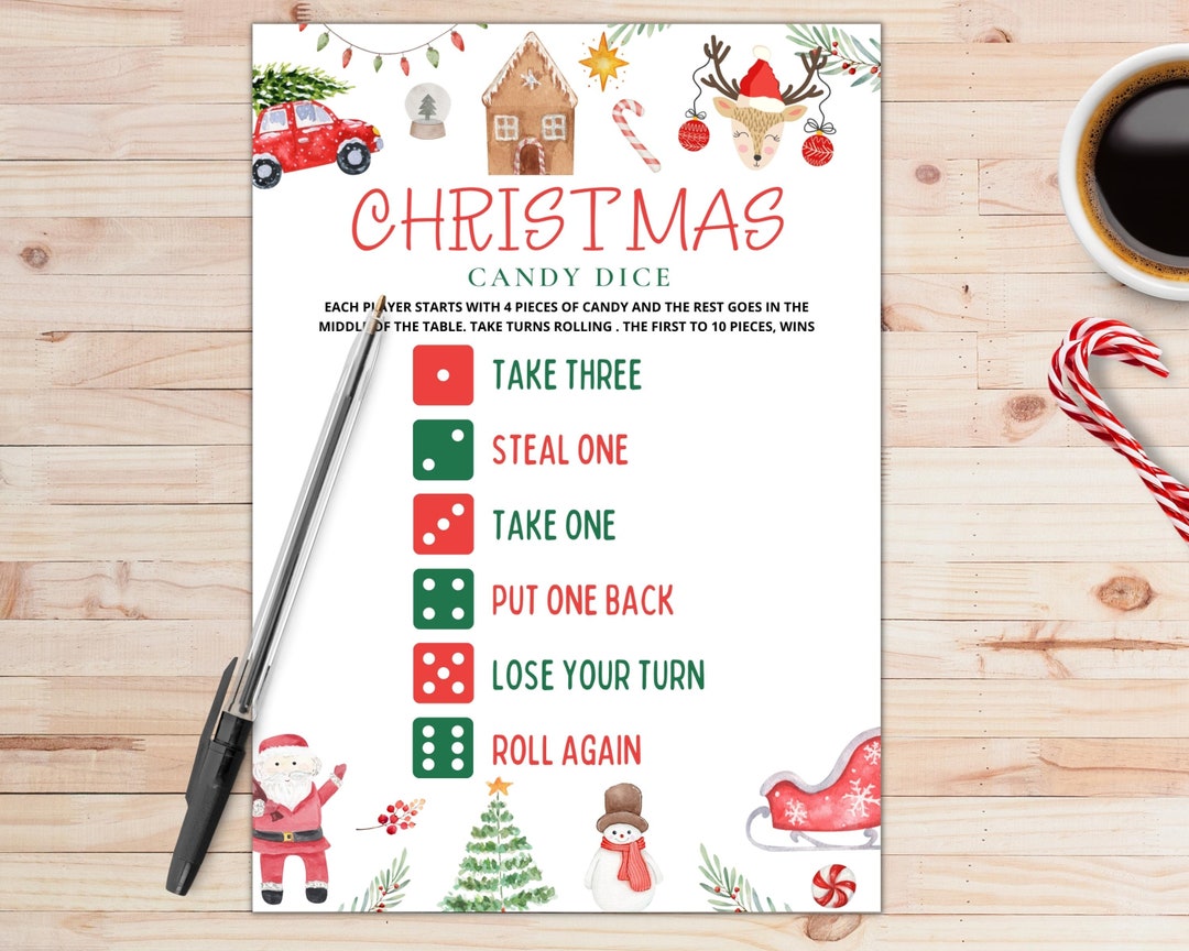 Christmas Candy Dice Christmas Party Games Candy Dice Game - Etsy