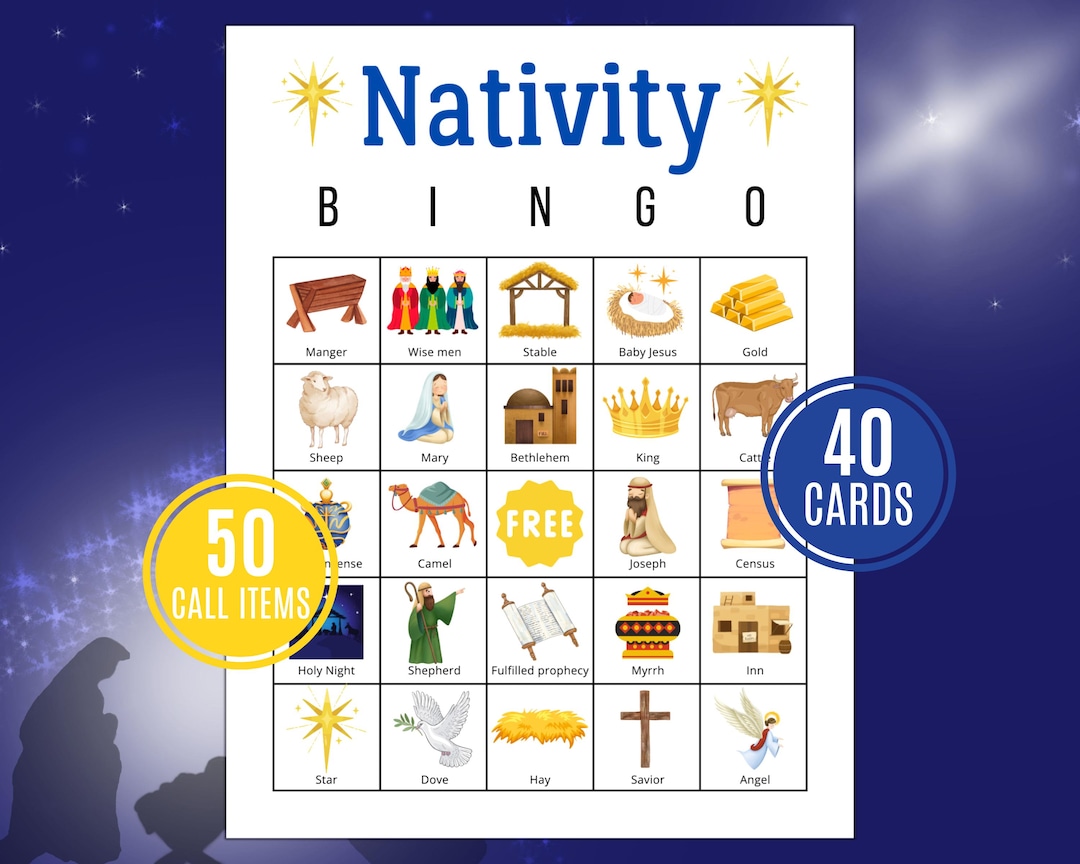 Nativity Bingo Nativity Game Christian Christmas Game Christmas Bible ...