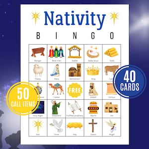 Nativity Bingo Nativity Game Christian Christmas Game Christmas Bible ...