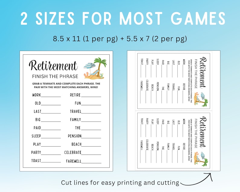 Retirement Party Games | Fun Printable Bundle (20 Games) - Etsy