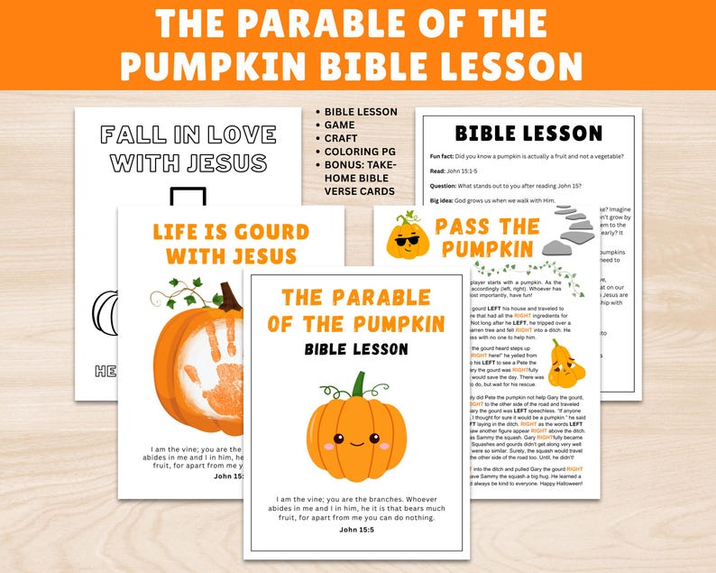 Pumpkin Parable Bible Lesson Bundle: Fall Sunday School Activities ...