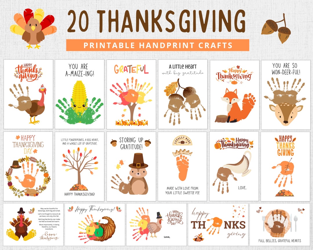 Thanksgiving Handprint Craft Bundle Thanksgiving Preschool Craft ...