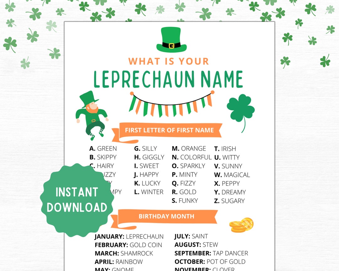 What's Your Leprechaun Name | St. Patricks Games | St Patrick's Day ...