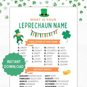 What's Your Leprechaun Name | St. Patricks Games | St Patrick's Day ...