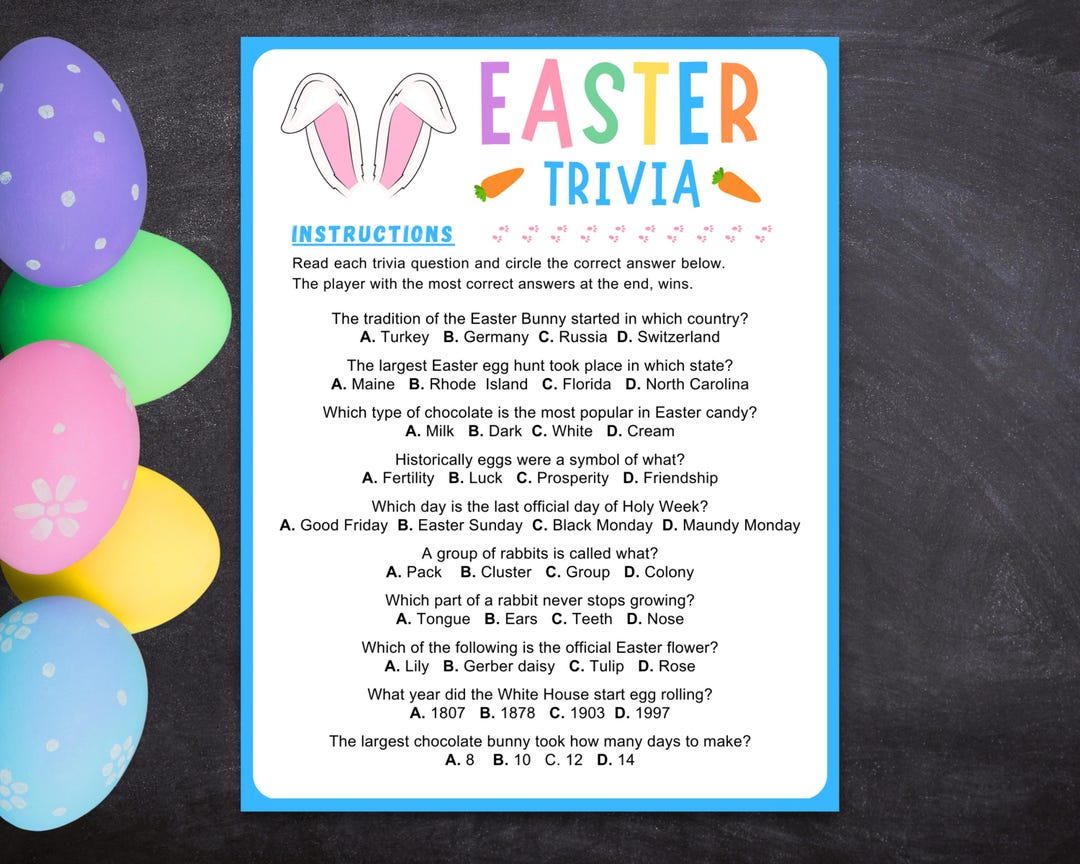 Easter Trivia | Printable Easter Game | Easter Trivia Game | Easter ...