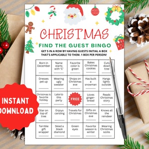 Christmas Find the Guest Bingo | Christmas Party Games | Christmas ...