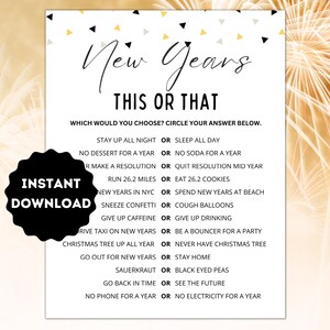 New Years This or That New Years Eve Game New Years Party Game New ...