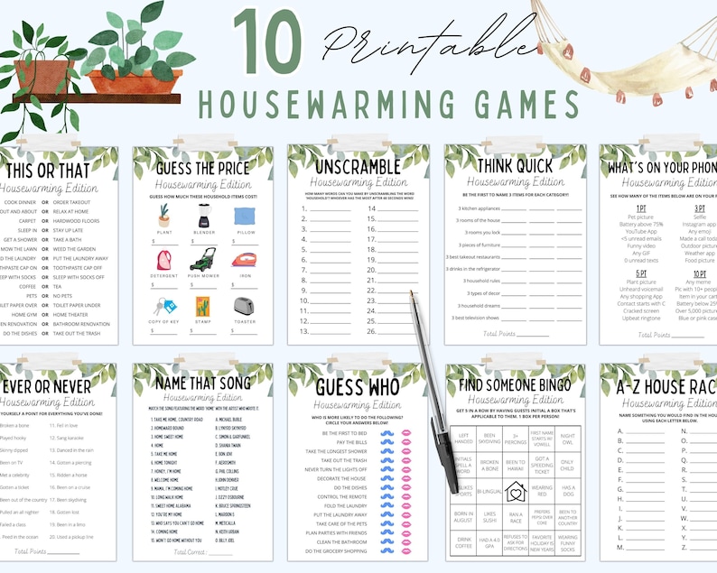 Housewarming Party Games Housewarming Games New Home Games - Etsy