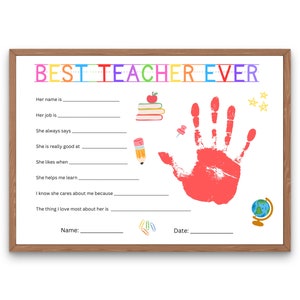 Handprint Teacher Appreciation Craft | Personalized Gift (digital ...