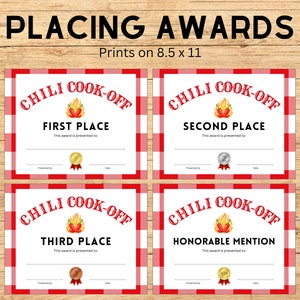 Chili Cook-off Awards | Chili Cook-off Certificates | Chili Cook-off ...
