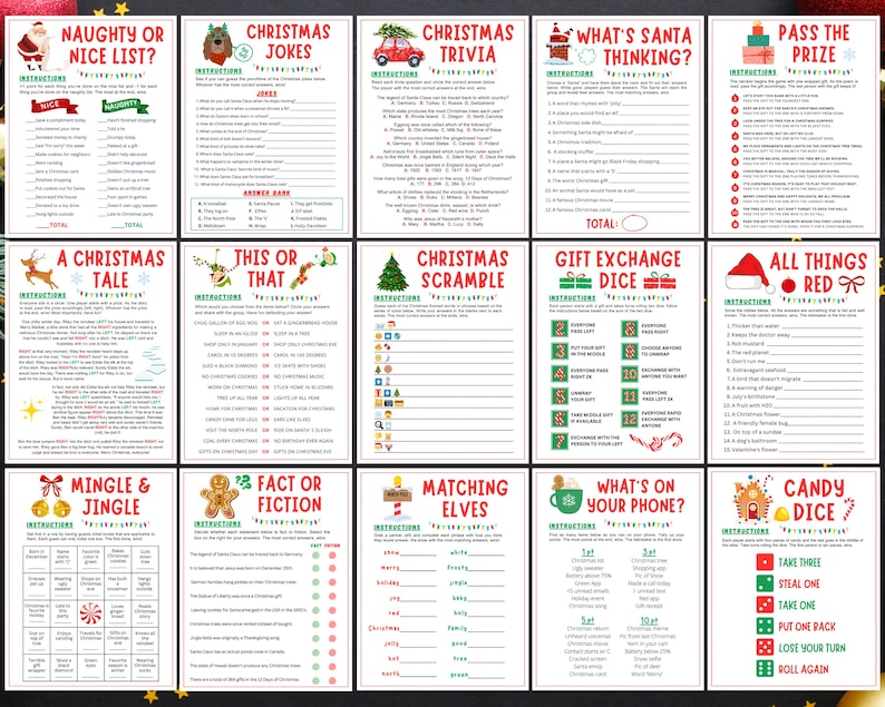 Christmas Games: 70 Christmas Party Game Bundle (printable) - Etsy